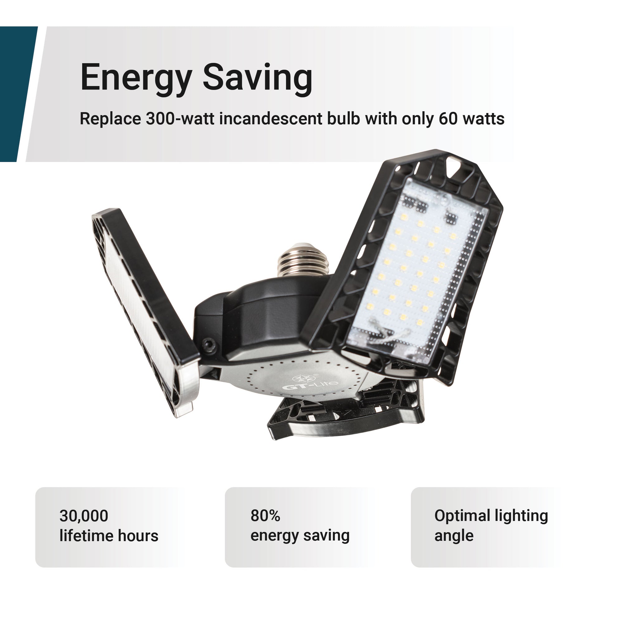 LED Garage Light with Adjustable 3-Panel LED Light 60W 6000 Lumen E26 ...