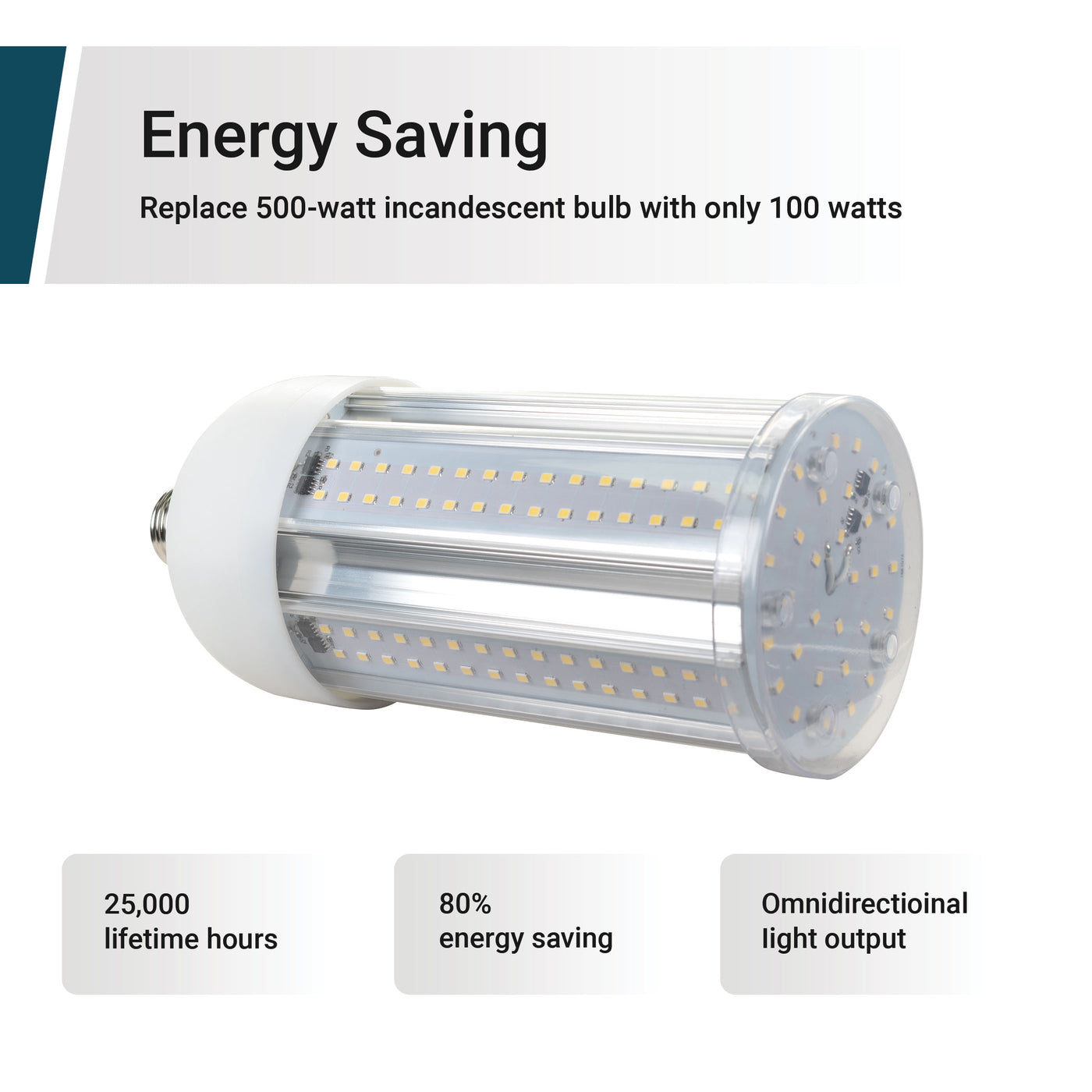 10000 Lumen LED Corn Cob Light Bulb 100W E26 5000K CCT