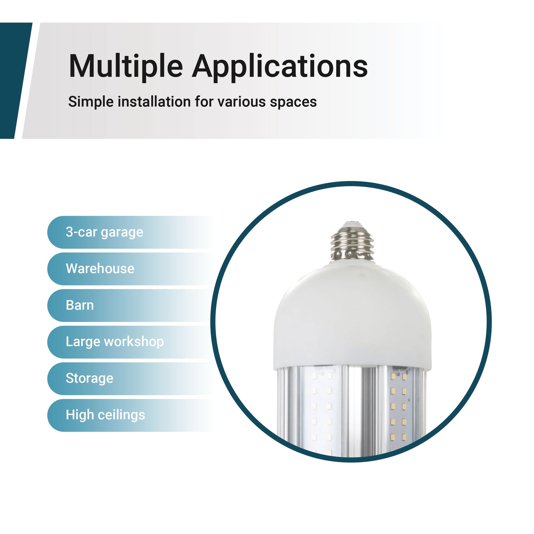 10000 Lumen LED Corn Cob Light Bulb 100W E26 5000K CCT