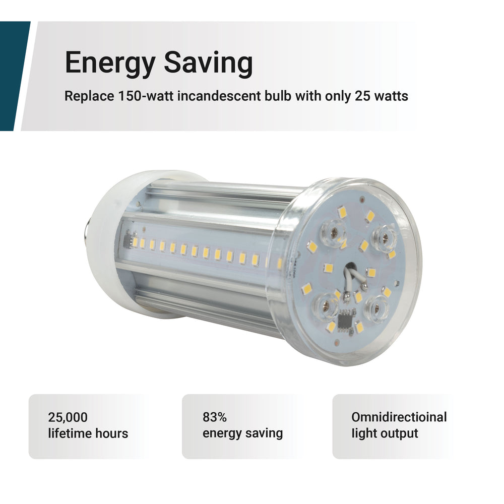 2500 Lumen LED Corn Cob Light Bulb 25W E26 5000K CCT