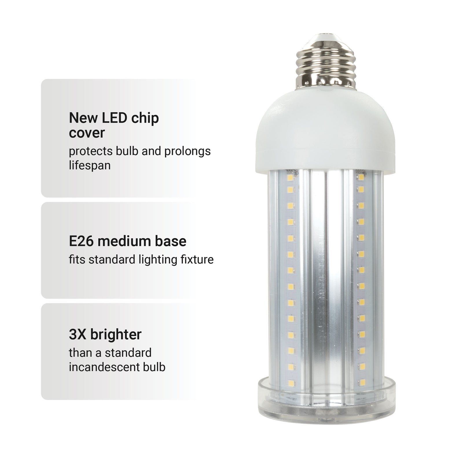 2500 Lumen LED Corn Cob Light Bulb 25W E26 5000K CCT