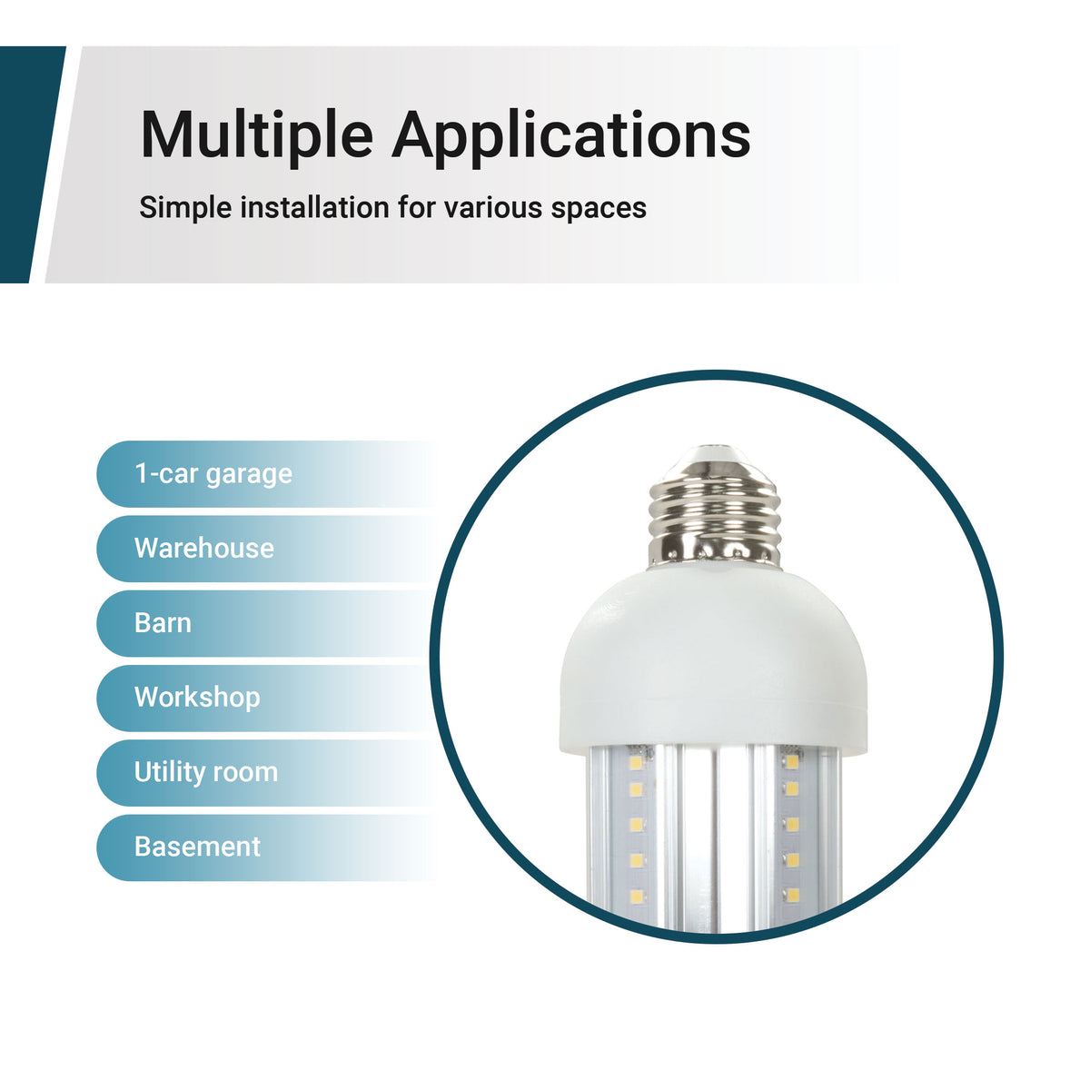 2500 Lumen LED Corn Cob Light Bulb 25W E26 5000K CCT