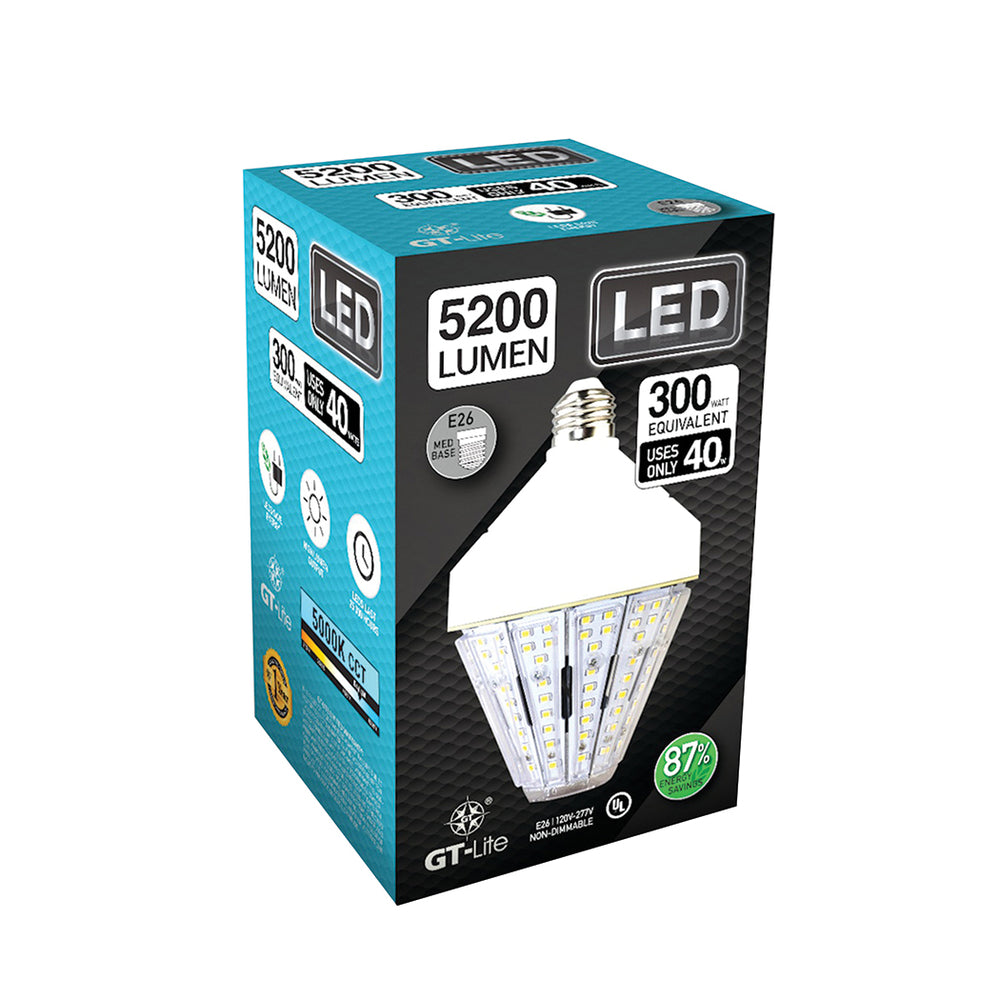 LED Cob Light Bulb 40W 5200 Lumen E26 5000K CCT