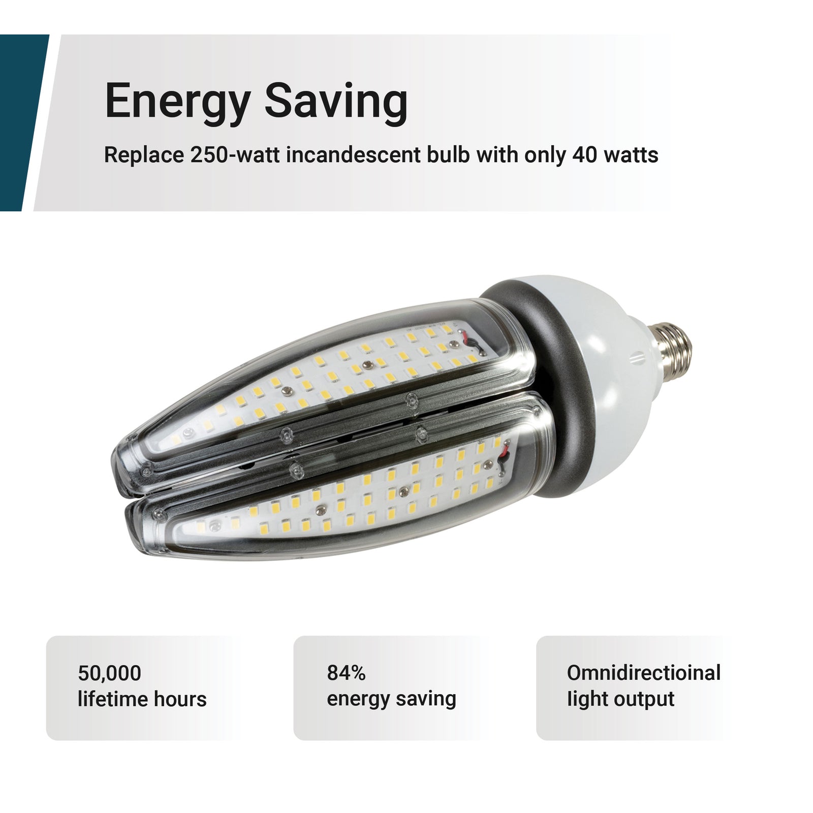 Outdoor IP65 Water Resistant LED Corn Cob Light Bulb 40W 4500 Lumen E26