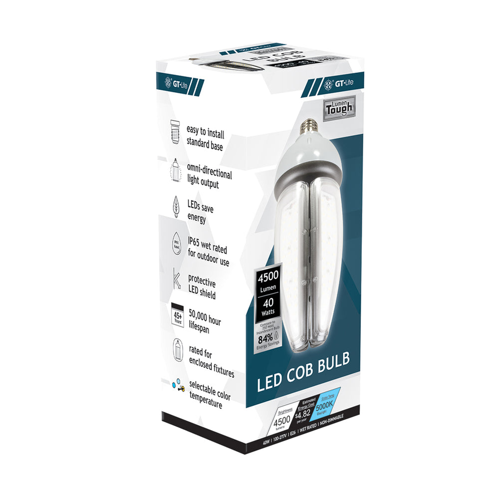 Outdoor IP65 Water Resistant LED Corn Cob Light Bulb 40W 4500 Lumen E26