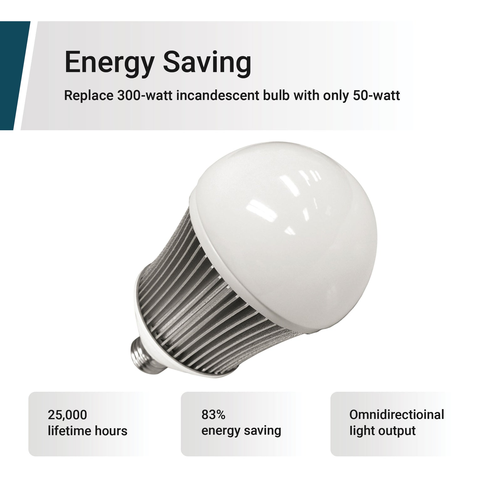 LED A-line Bulb 50W 5000 Lumen E26 5000K CCT