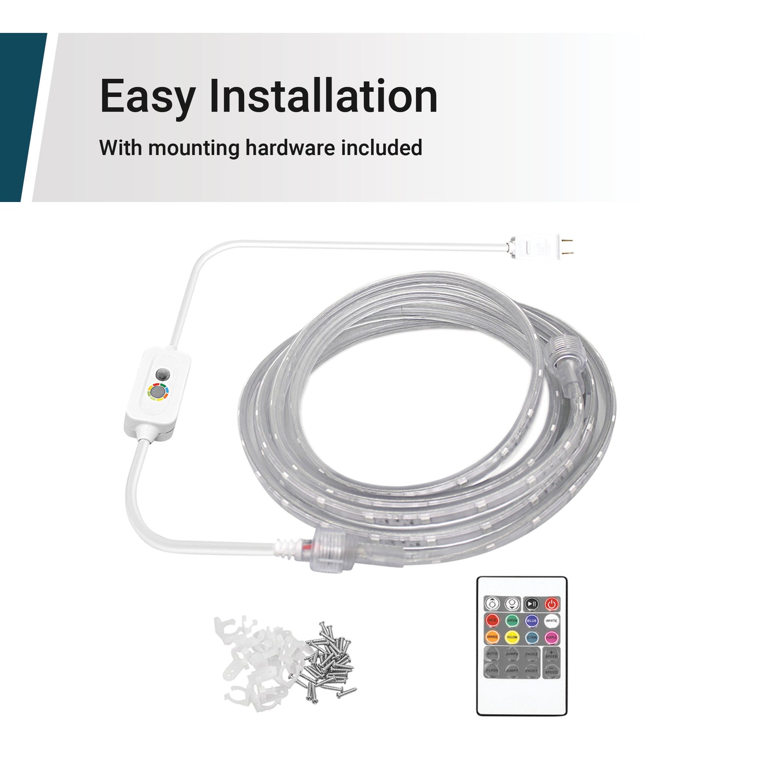 16ft Linkable LED Flat Rope Light with Color Changing RGB, Indoor and ...