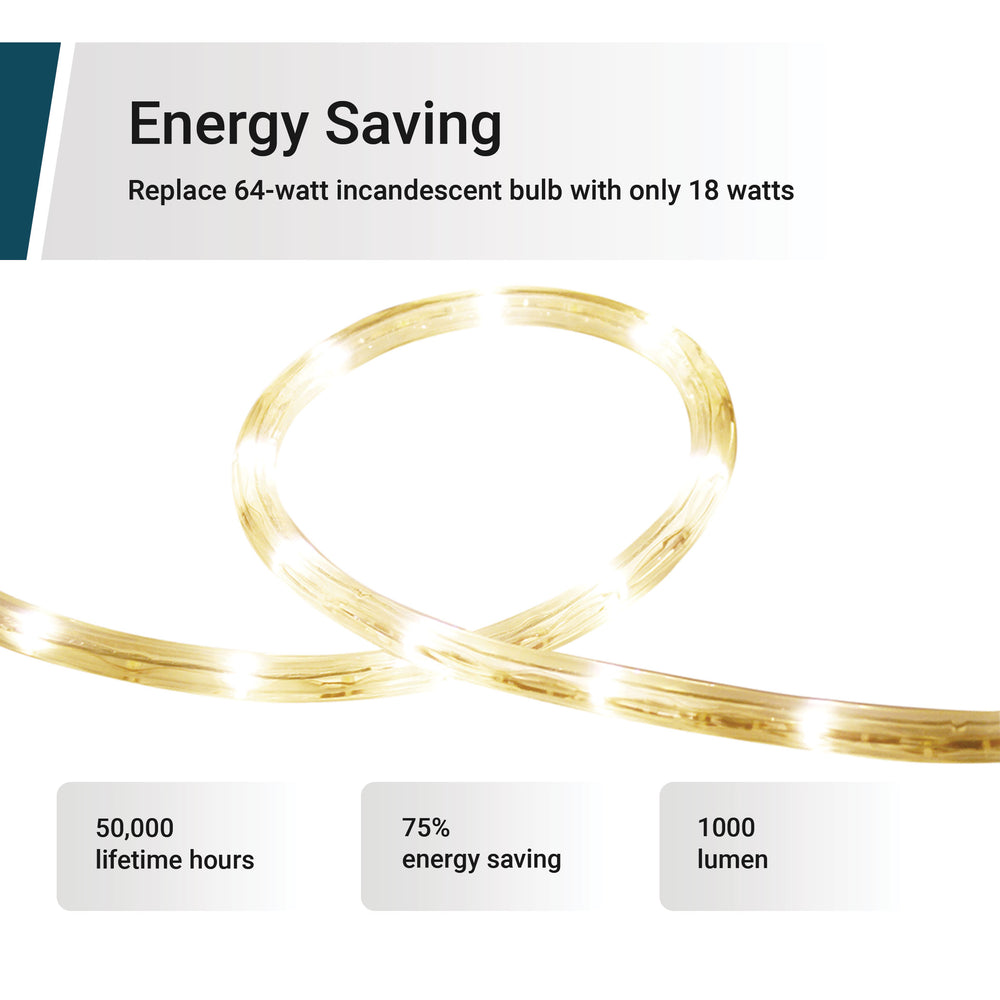 16ft Linkable LED Rope Light 850 Lumen 16W Indoor and Outdoor 250 Lumen ...