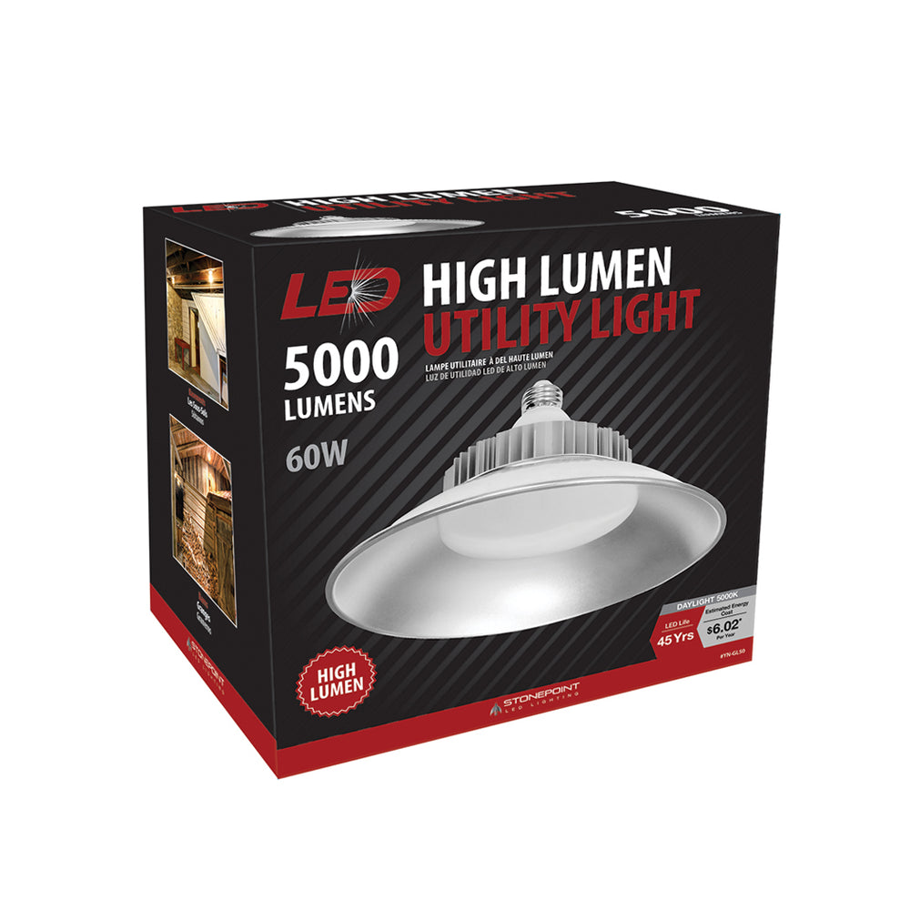LED Utility Light with Reflector 60W 5000 Lumen 5000K CCT